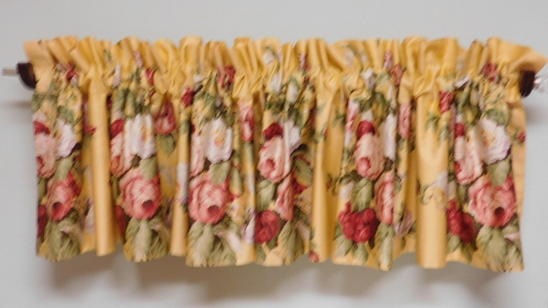 Ralph Lauren-kathleen-yellow Sateen-red Roses Straight Valances 4 ...