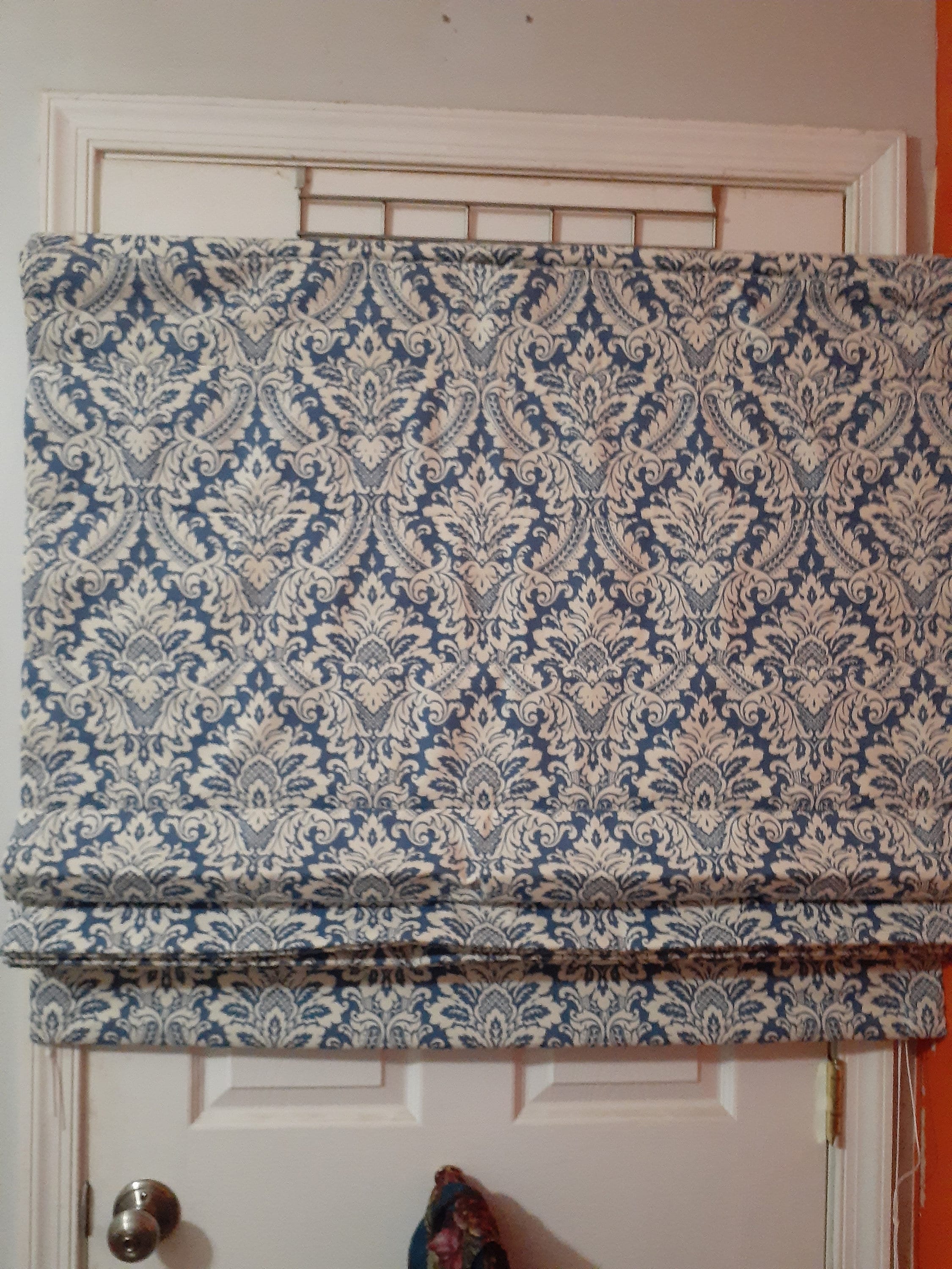 Blindster Roman Fabric Shade Blind-blue & White Cotton-beautifully Done ...