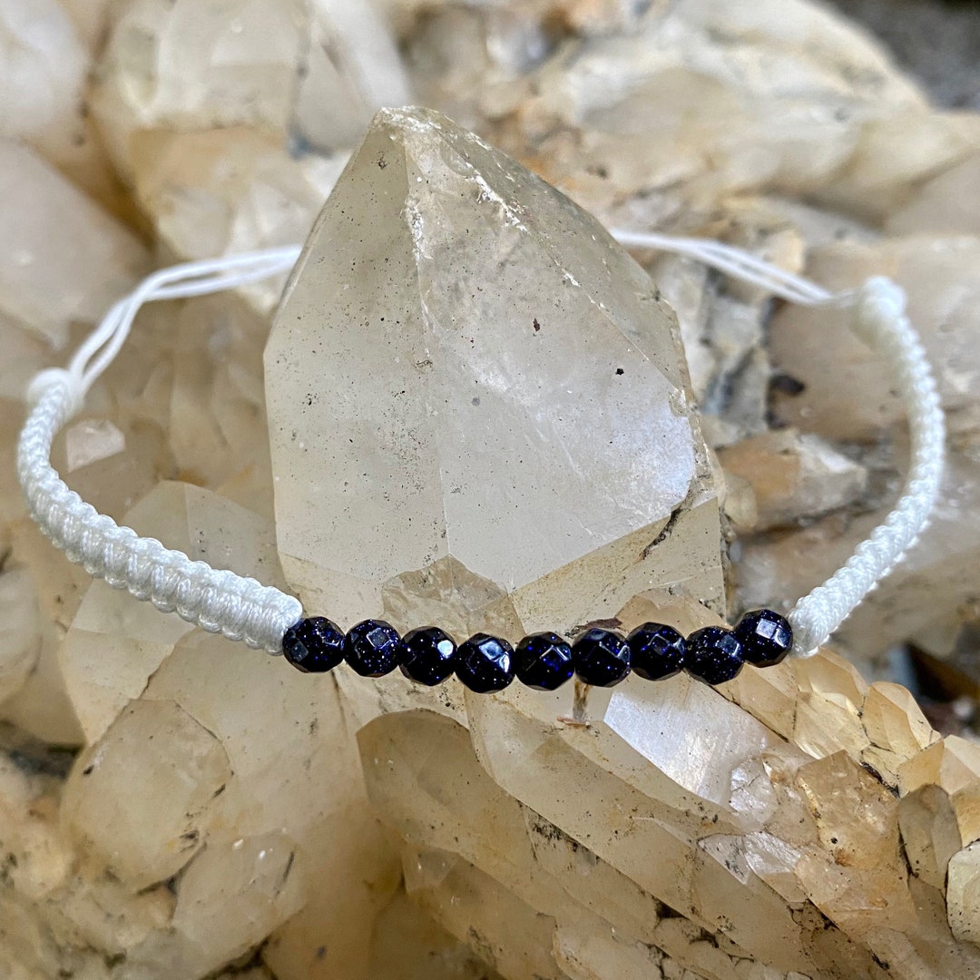 Blue Sandstone Bracelet, Blue Goldstone Bracelet, Creativity Bracelet ...