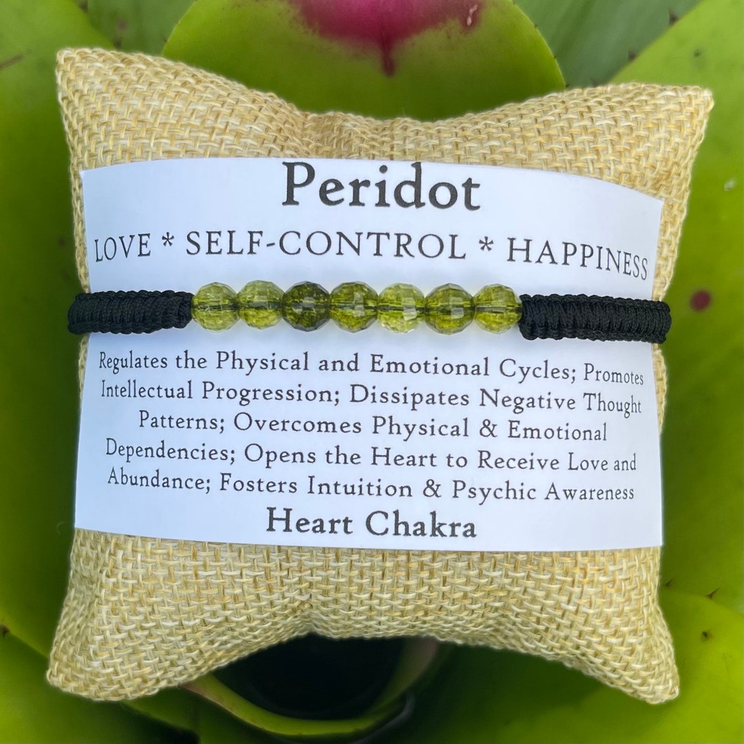 Peridot & Black Surf Bracelet Heart Chakra Healing Gemstone - Etsy