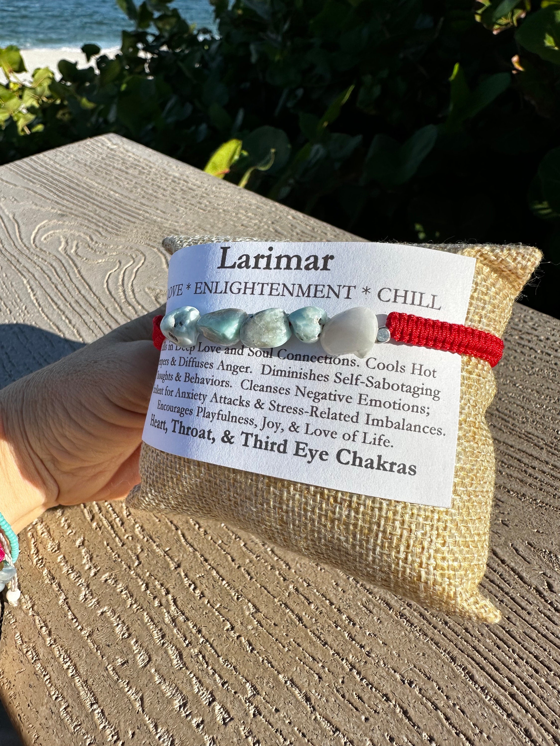 Larimar & Red Surf Bracelet, Healing Gemstone Bracelet - Etsy