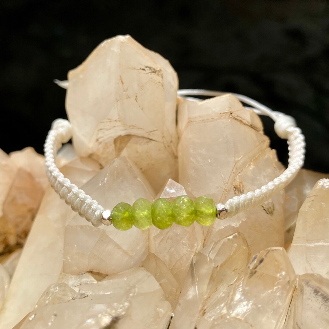 Peridot & White Surf Bracelet, Heart Chakra Healing Gemstone and ...