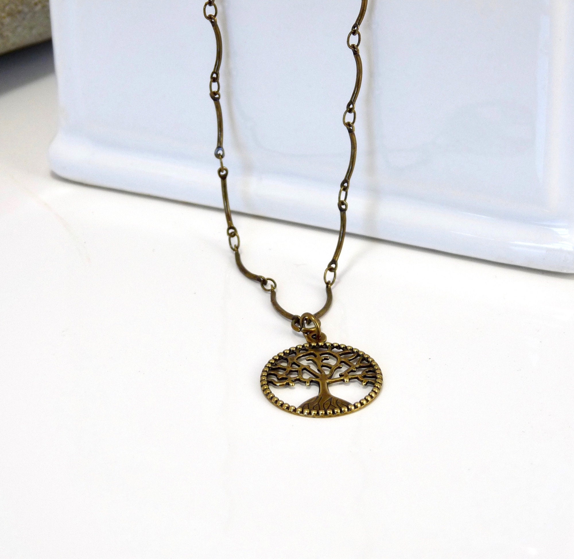 Brass 18 Swooping Swallow and Tree of Life Chain | Etsy