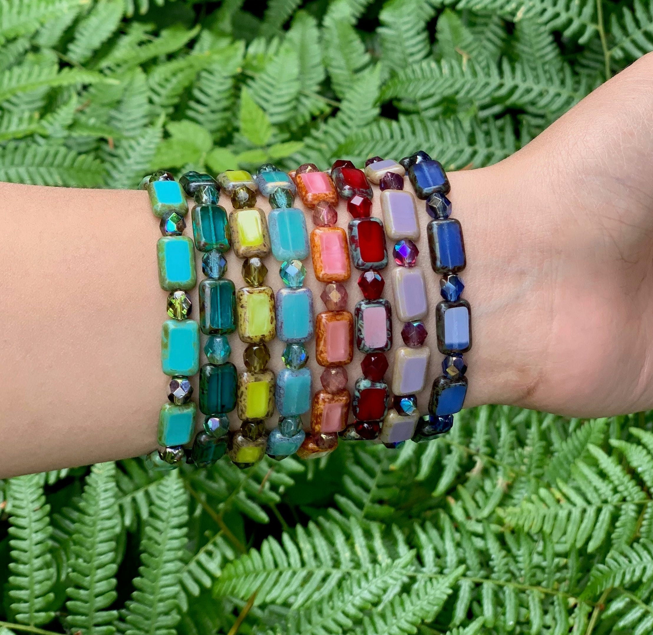 Glass Bracelet Czech Glass Bracelet Glass Jewelry Jewelry T Turquoise Bracelet Marlene