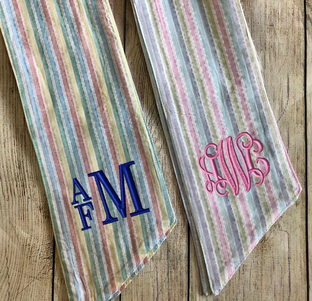 Monogrammed Baby Boy or Girl Seersucker Sash, Rainbow Baby Personalized ...