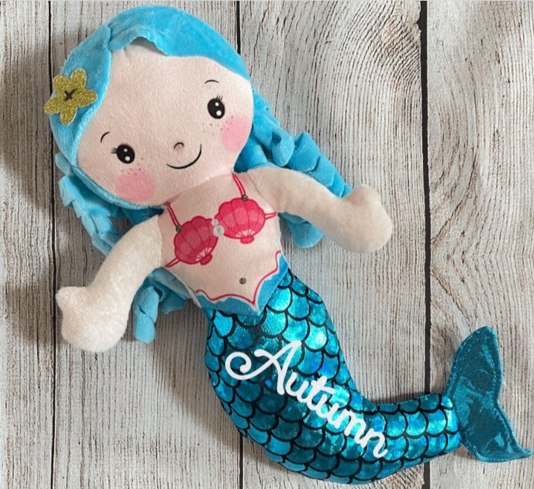 Personalized Mermaid Plush Doll, Monogrammed Glitter Mermaids, Monogram ...