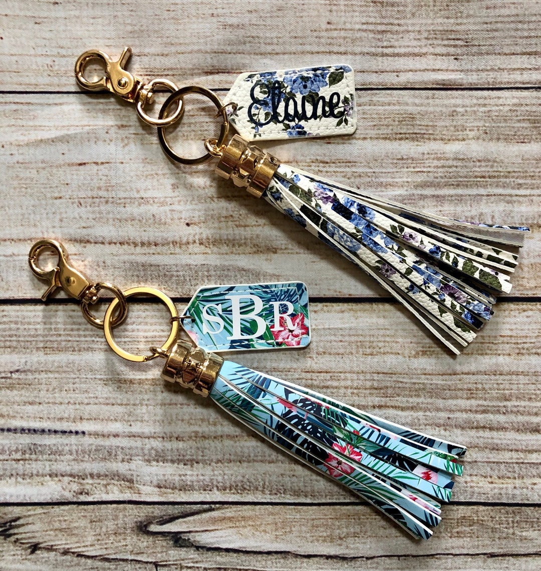 Monogrammed Tassel Keychain…personalized Monogram Key Chain…flower ...