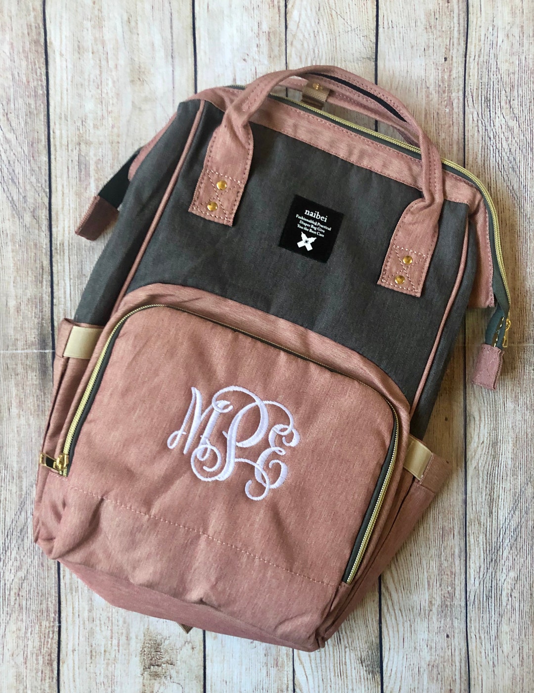 Monogrammed Baby Diaper Bag Backpack, Personalized Back Pack Infant ...