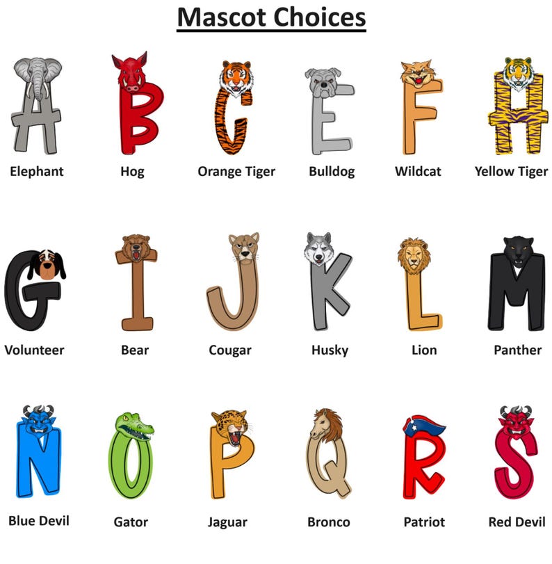 Choose Your Team! Medium or Large Monogrammed School Mascot Hair Bow ...