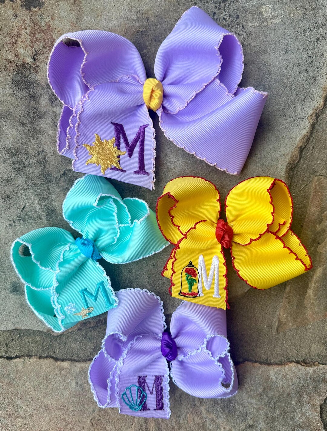 Personalized Medium or Large Moonstitch Princess Inspired Hair Bow ...