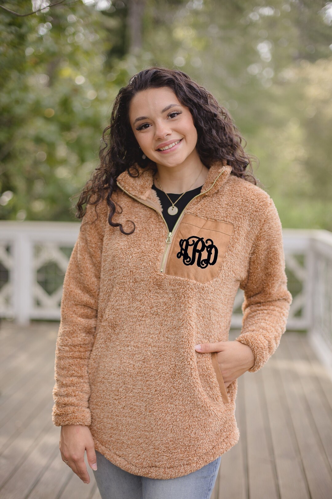 Womens Monogrammed Sherpa Zipper Pullover Jacket-personalized Monogram ...