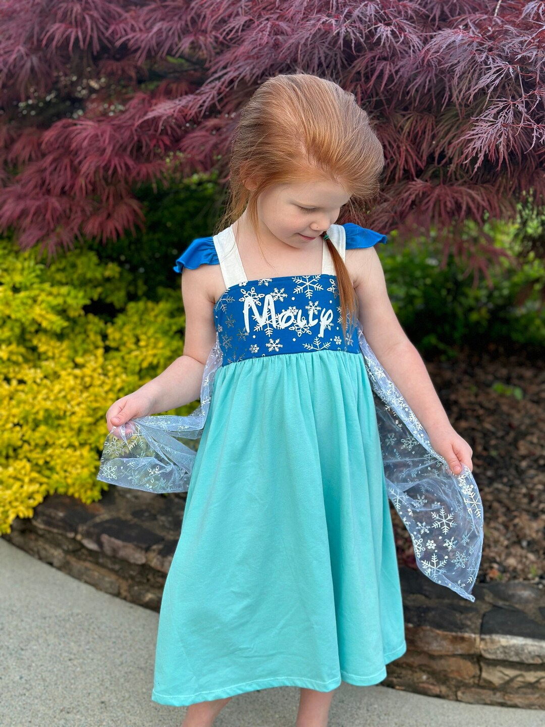 Personalized Snow Queen Girls Dress, Princess Elsa Custom Name Costume ...