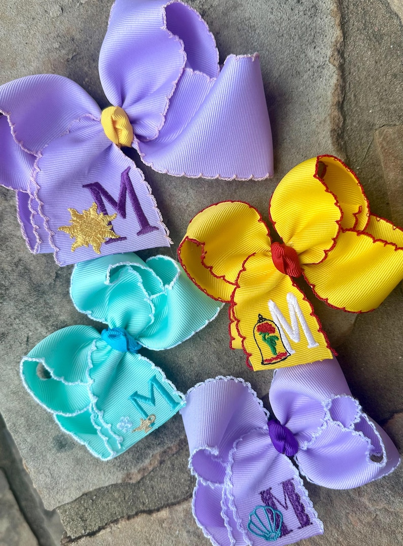 Personalized Medium or Large Moonstitch Princess Inspired Hair Bow ...