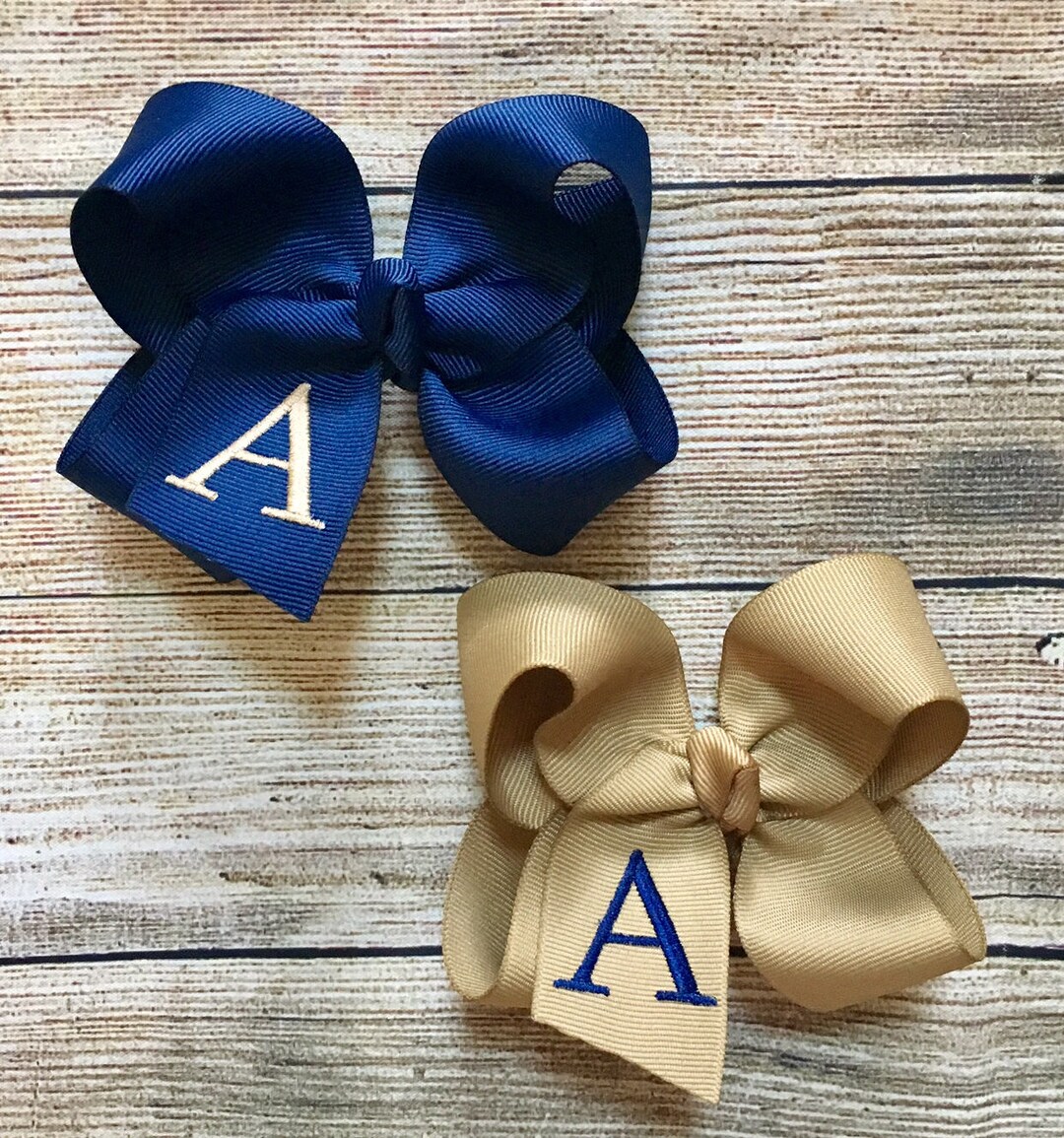 Set of 2 Monogrammed Small, Medium or Large Back to School Navy & Khaki ...