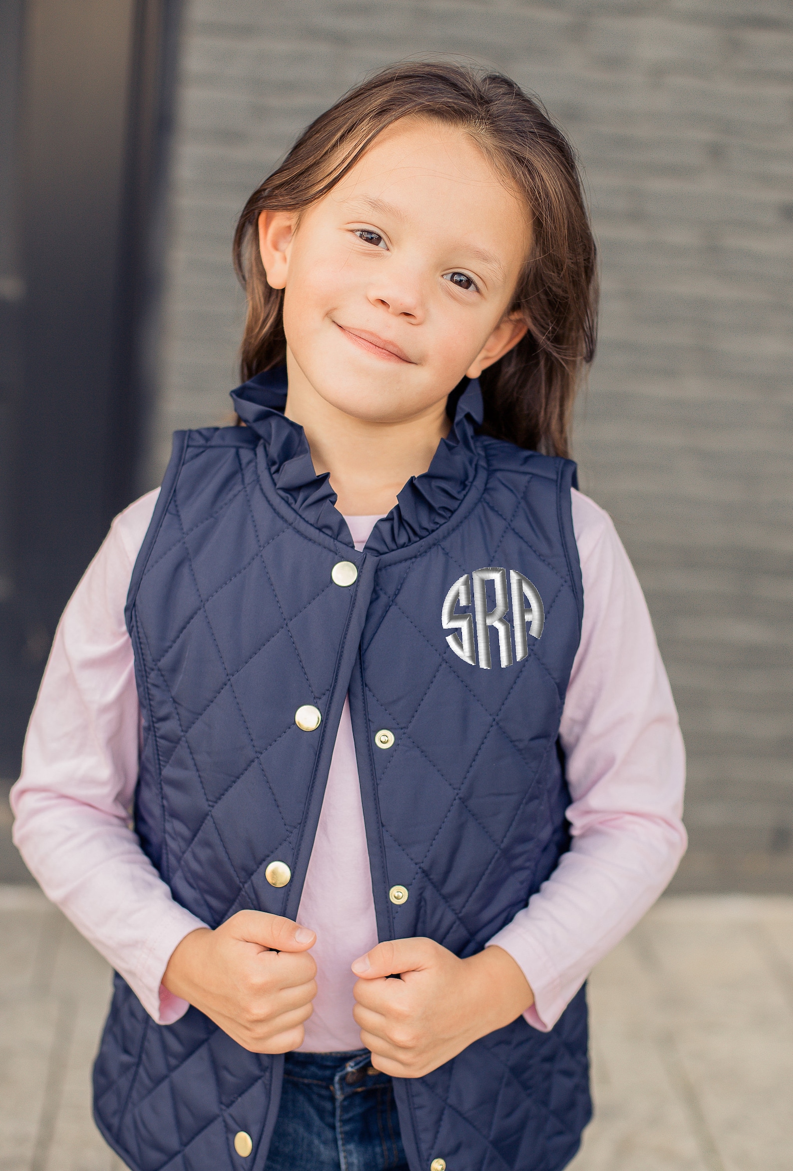 Monogrammed Kids Puffer Vest Girls Monogram Puffy Quilted | Etsy