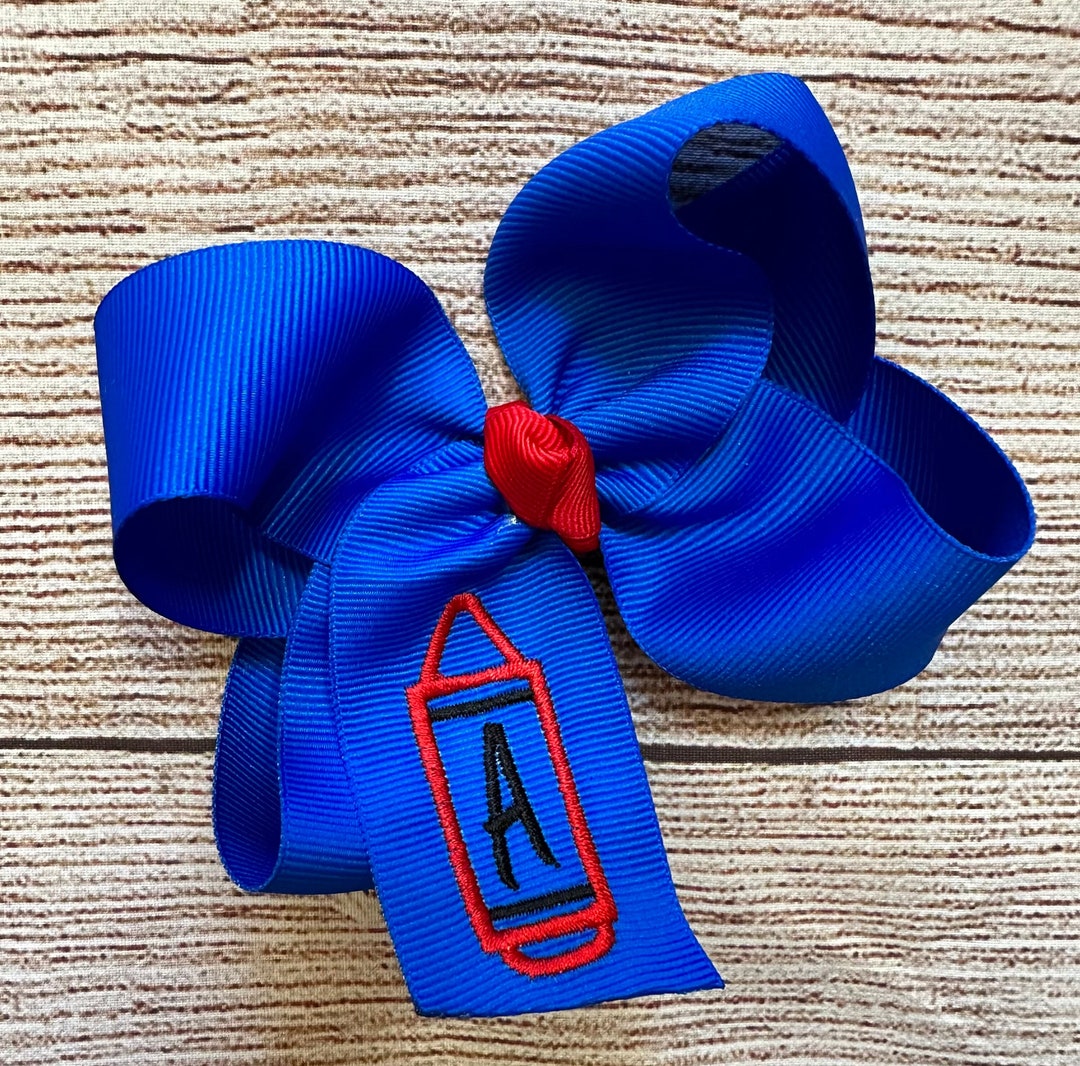 Personalized Medium or Large Crayon Hair Bow, Monogram Initial School ...