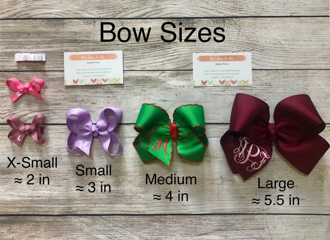Set of 3 or 5 Large Monogrammed Hair Bows…personalized 5.5 Inch ...