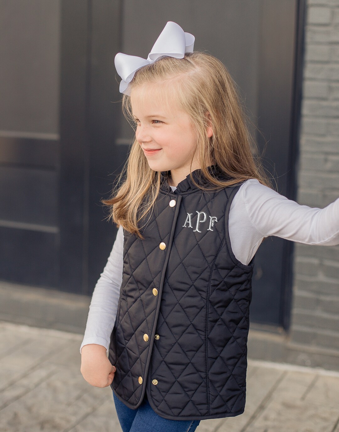 Monogrammed Kids Puffer Vest, Girls Monogram Puffy Quilted Vests ...