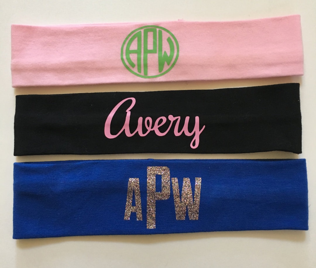 Monogrammed Stretch Headbands…personalized Glitter Headband With Name ...