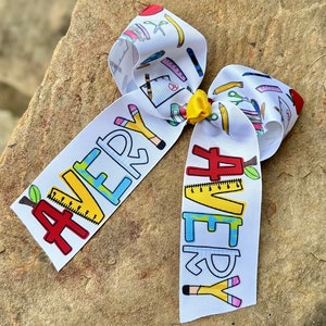 Medium or Large Monogrammed Back to School Hair Bow, First Day of ...