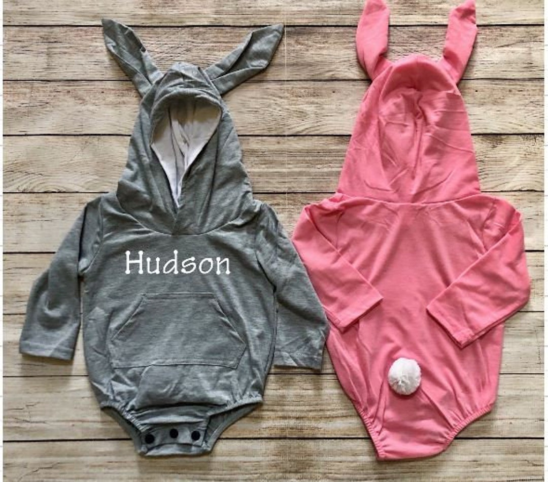 Personalized Baby Easter Bunny Tail Bodysuit Romper, Custom My First ...