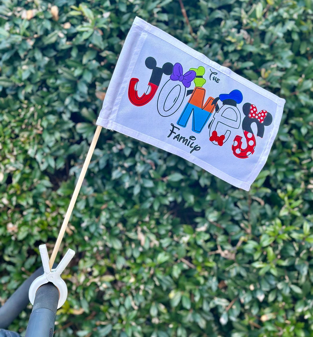 Personalized Family Name Stroller Flag, Amusement Theme Park Sign for ...