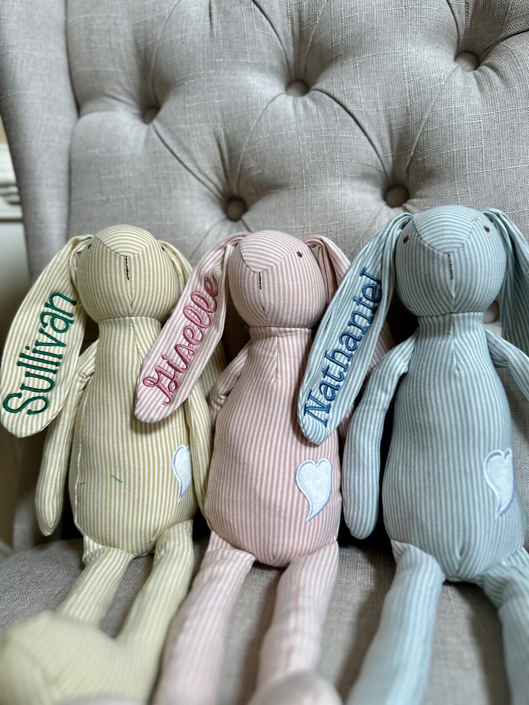 RESTOCKED Personalized Easter Bunny, Embroidered Name Kids Stuffed ...