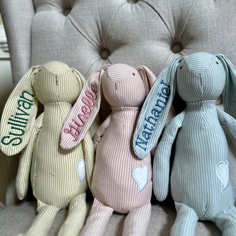 Embroidered Bunny Striped - Etsy