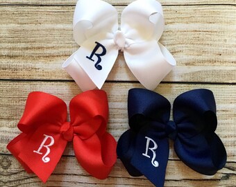 Initial Hand Embroidered Bow - Etsy
