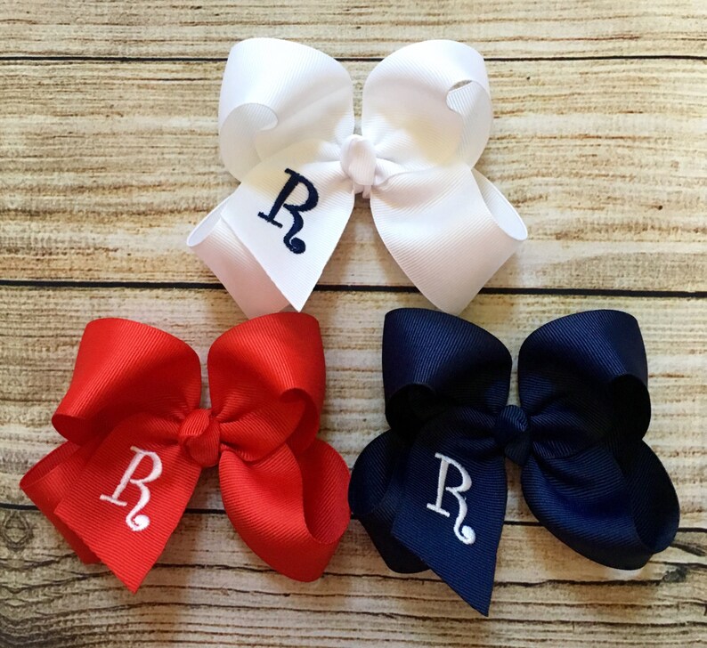 Set of 3 or 5 Medium Monogrammed Hair Bows…personalized 4 Inch Boutique ...