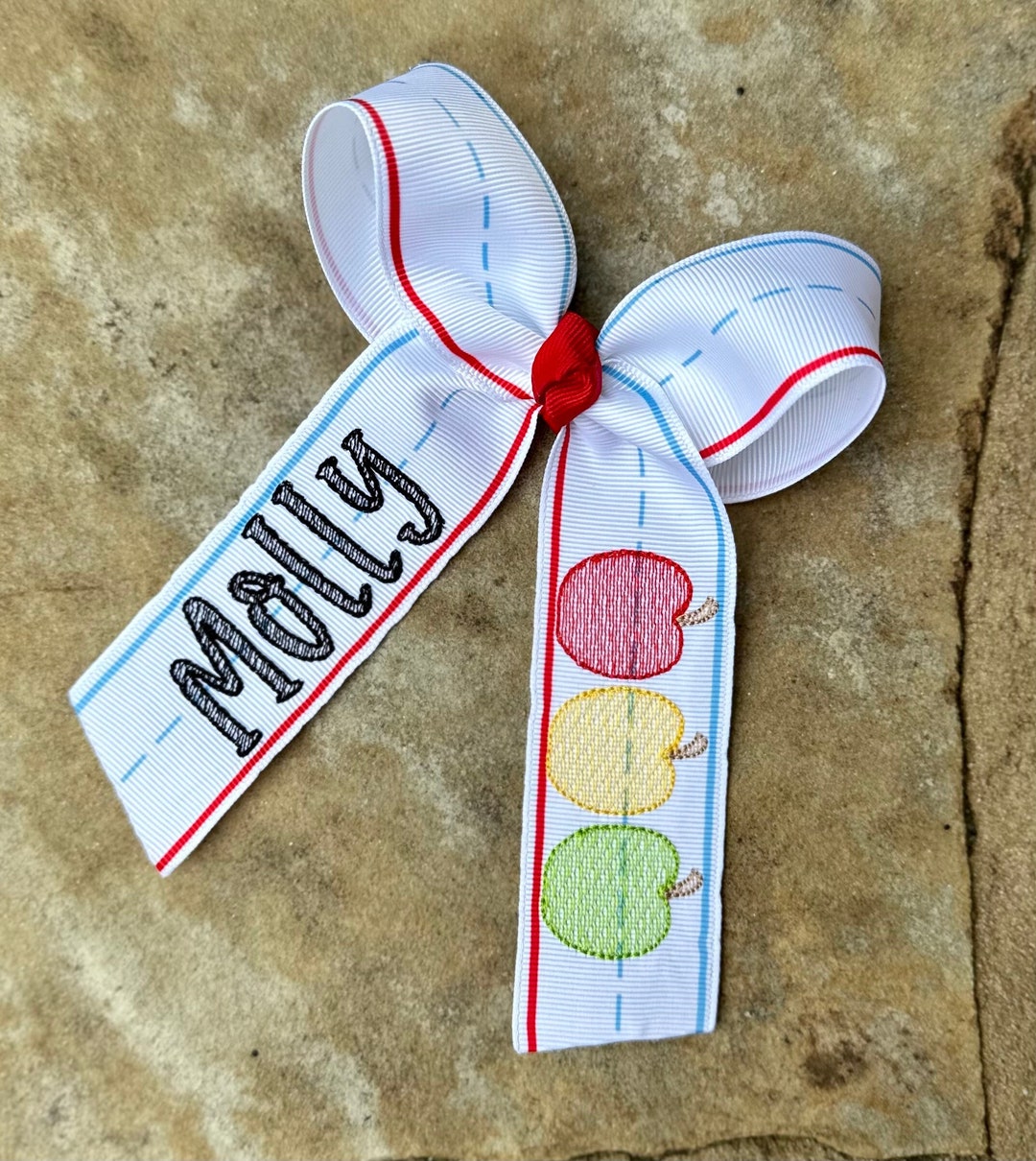 Medium or Large Monogrammed Back to School Hair Bow…personalized ...