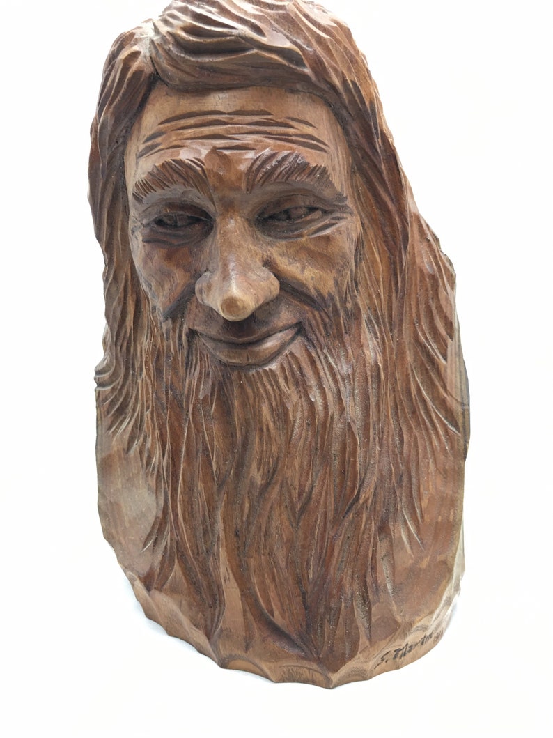 Face Carved in Log by Stu Martin in 1981. - Etsy