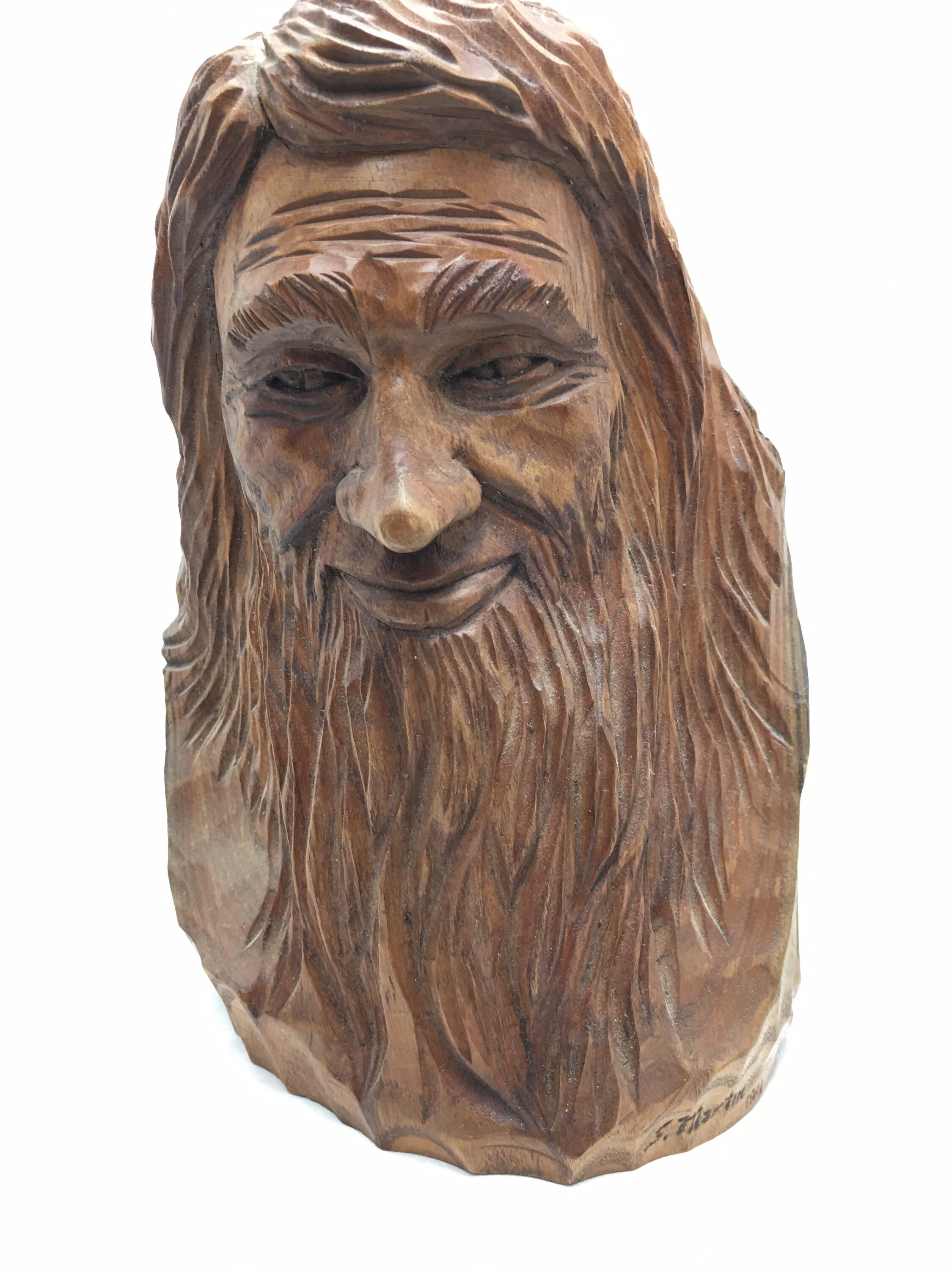 Face Carved in Log by Stu Martin in 1981. - Etsy