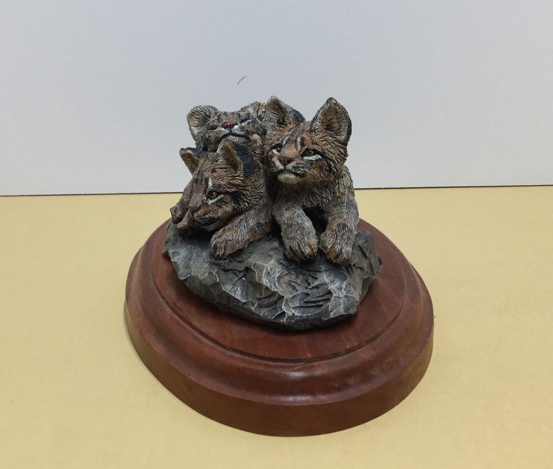 Three Little Bobcats Hand Carved From a Single Piece of Wood - Etsy