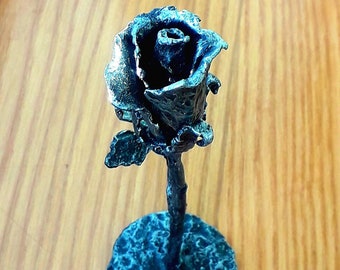 Silver Forged Metal Rose Wrought Rose Gift Flower Handcrafted | Etsy