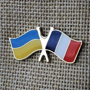 Flag of Ukraine and France Badge Ukrainian & French Flag Lapel Pin ...