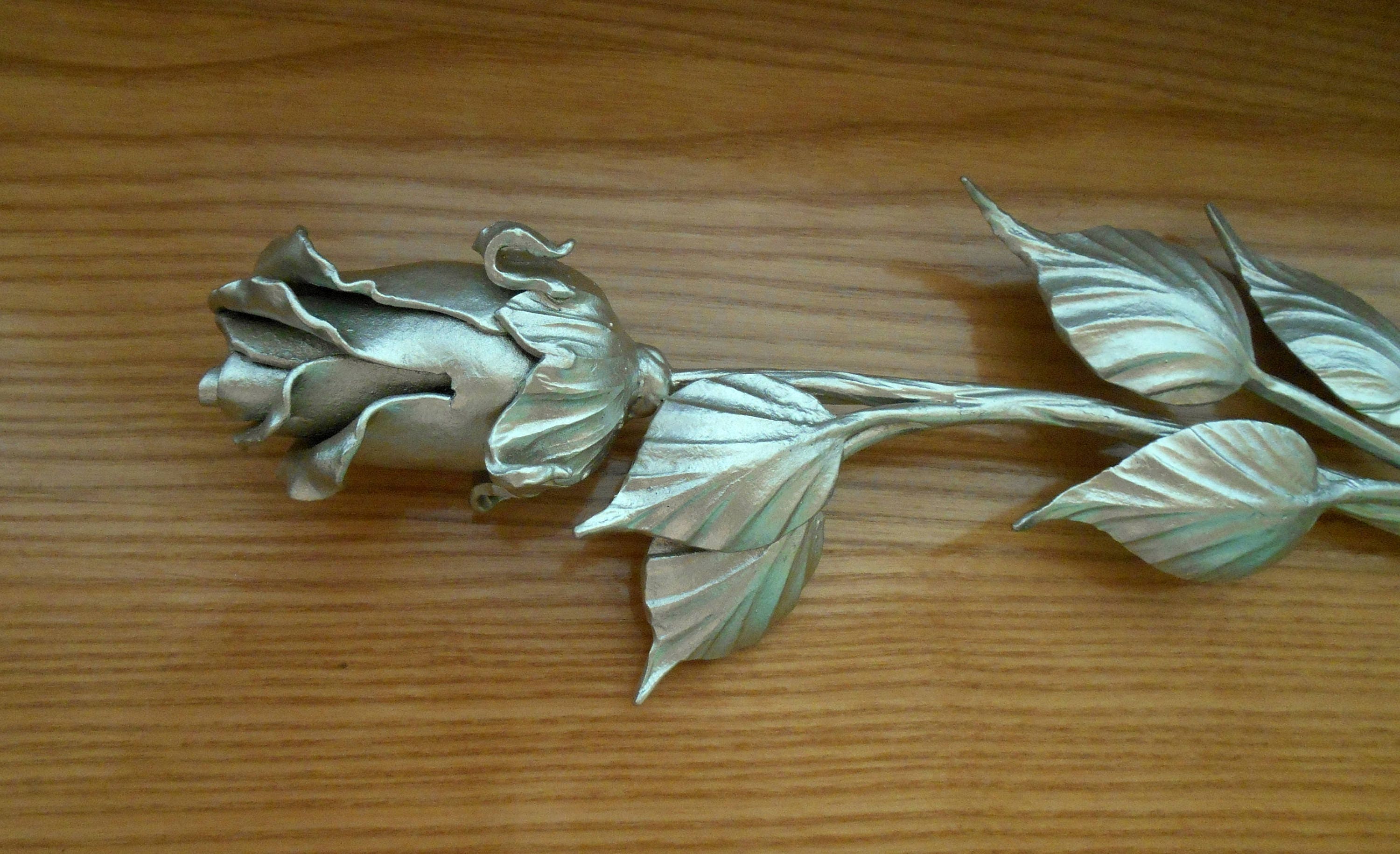 Silver Forged Metal Rose Wrought rose Gift Flower Handcrafted | Etsy