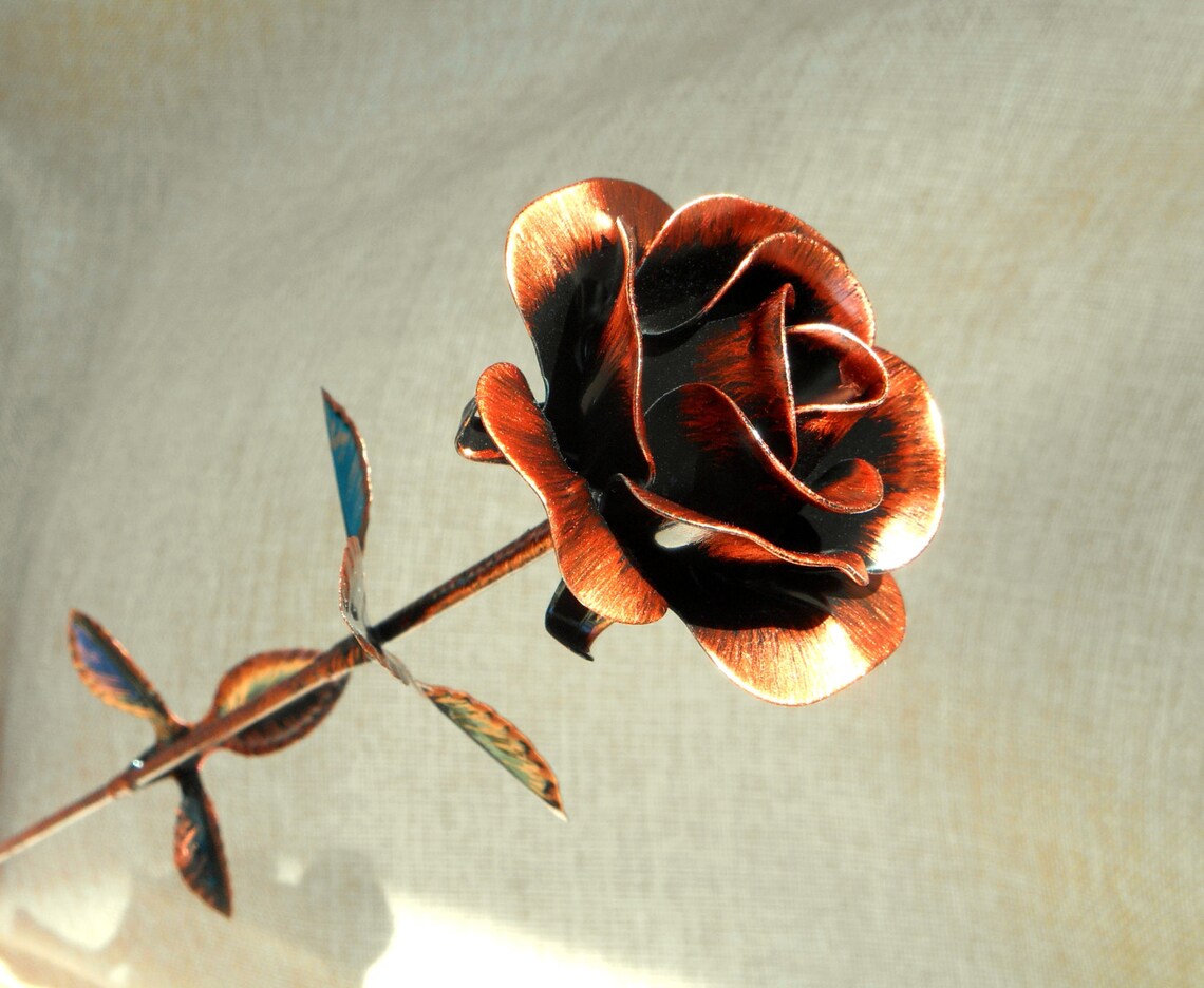 Metal Rose Red Color copper Decoration Floral Roses Gift | Etsy