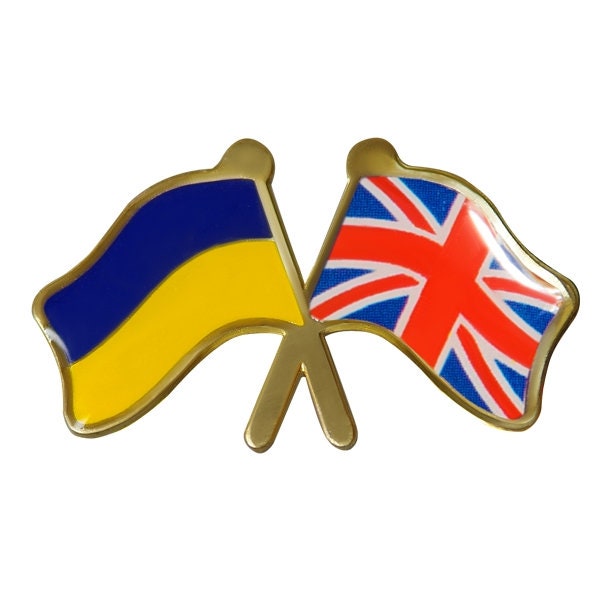Ukrainian & British Flag Ukrainian Lapel Pin Metal Golden Color ...