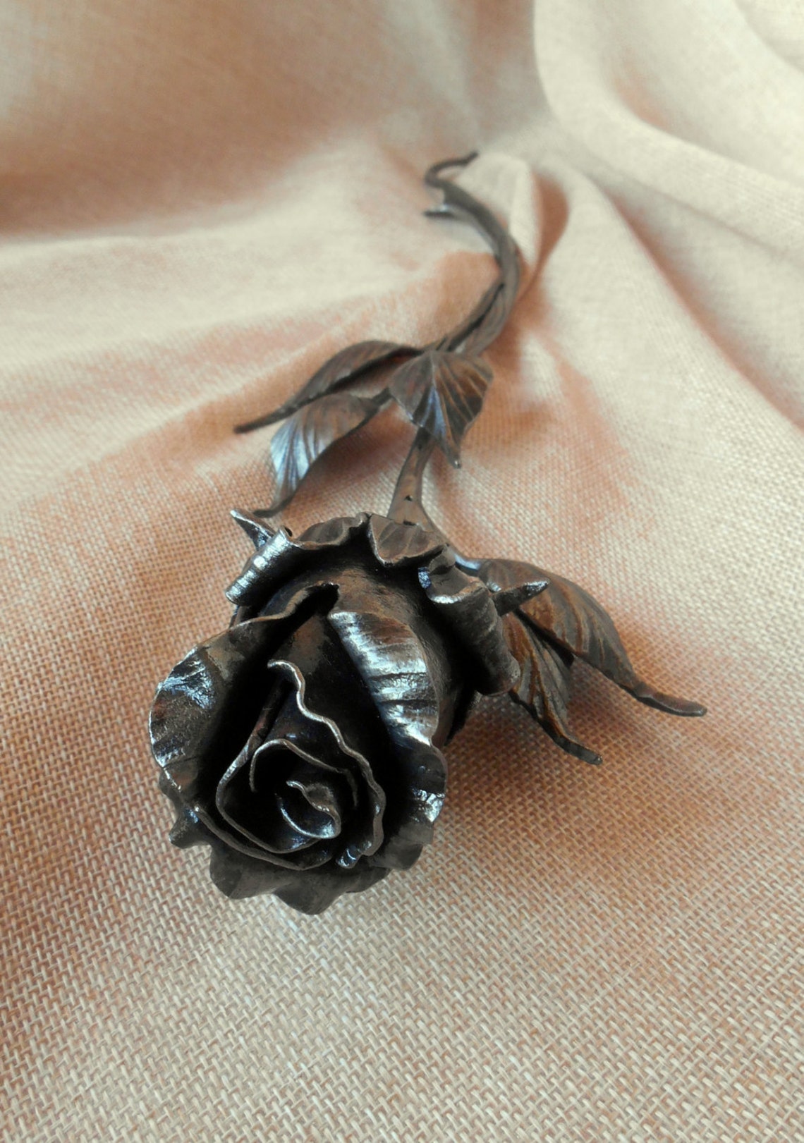 Forged Metal Rose Natural Iron Color Wrought Rose Gift Flower | Etsy