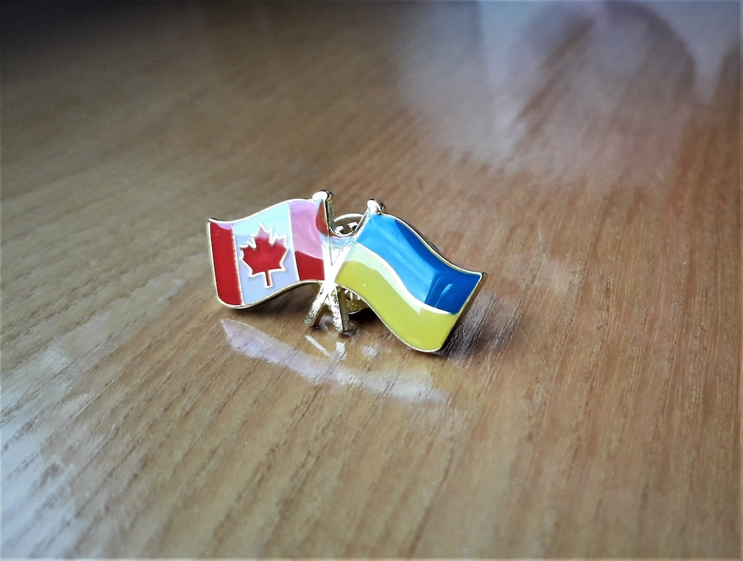 Flag of Ukraine and Canada Badge Ukrainian & Canadian Flag Lapel Pin ...