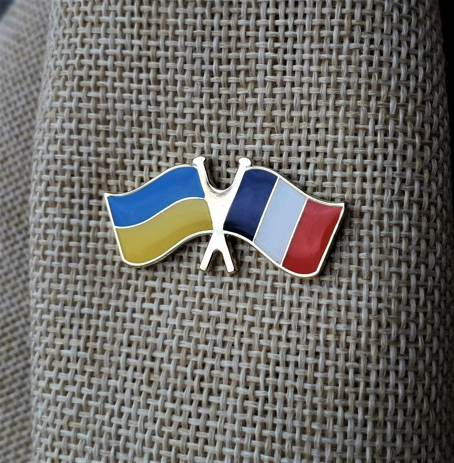Flag of Ukraine and France Badge Ukrainian & French Flag Lapel Pin ...