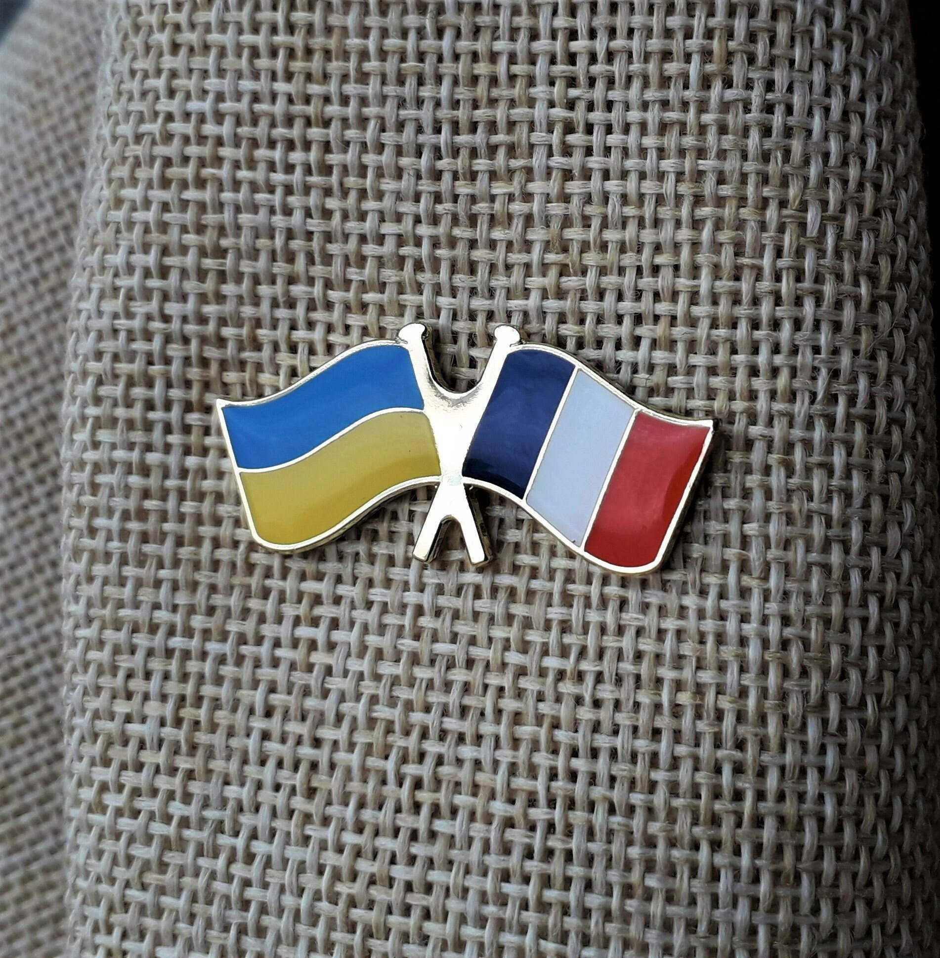 Flag of Ukraine and France Badge Ukrainian & French Flag Lapel Pin ...