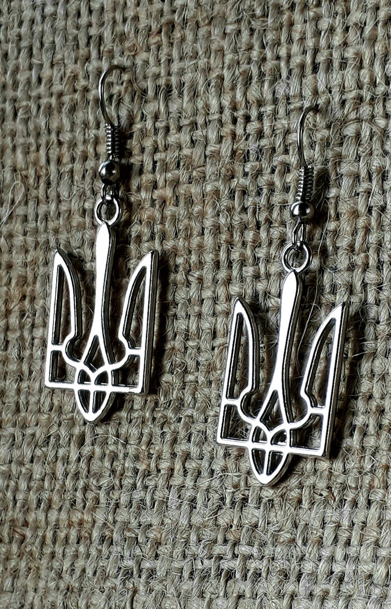 Ukrainian Set Pendant Earrings Trident Ukrainian Earrings | Etsy