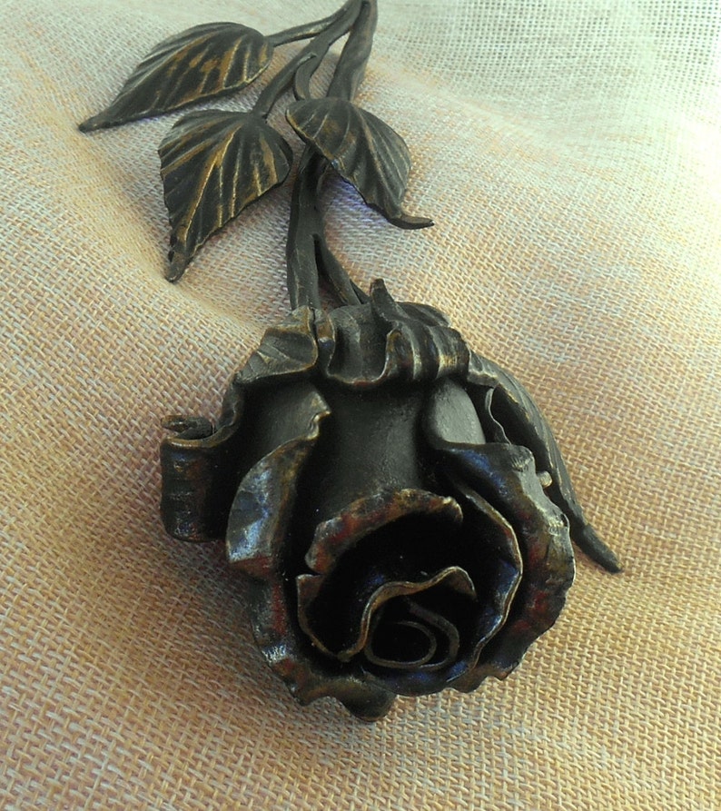 Forged Metal Rose Copper Wrought Iron Rose Gift Flower | Etsy