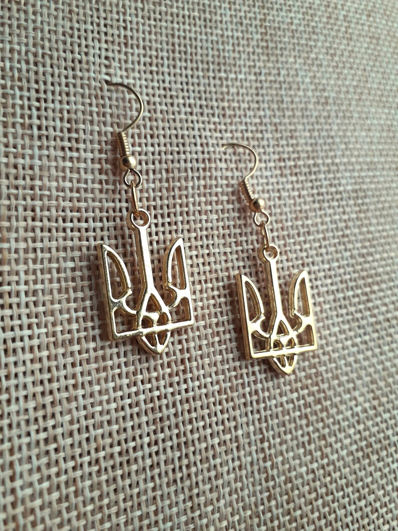 Earrings Ukrainian Flag Ukrainian Trident Metal Gold Color Ukraine ...