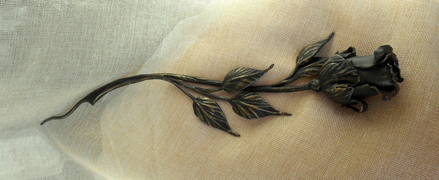 Forged Metal Rose Copper Wrought Iron Rose Gift Flower Handcrafted ...