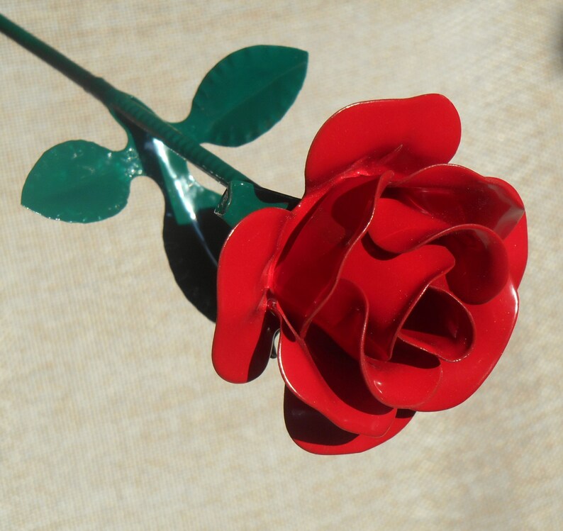 Metal Red Rose Decoration Floral Roses Gift Flower Steel Rose | Etsy