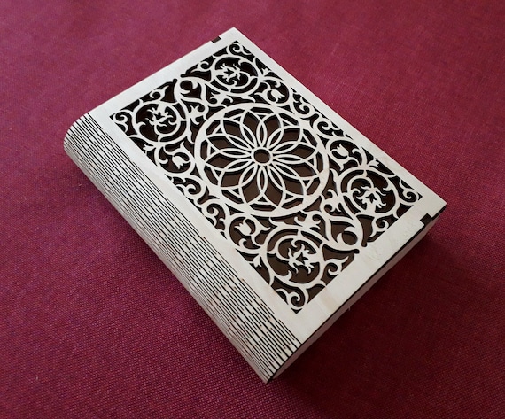 Original gift Openwork book box Wood box for book Necklace | Etsy