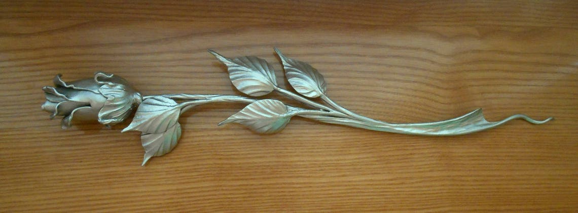 Silver Forged Metal Rose Wrought Rose Gift Flower Handcrafted | Etsy